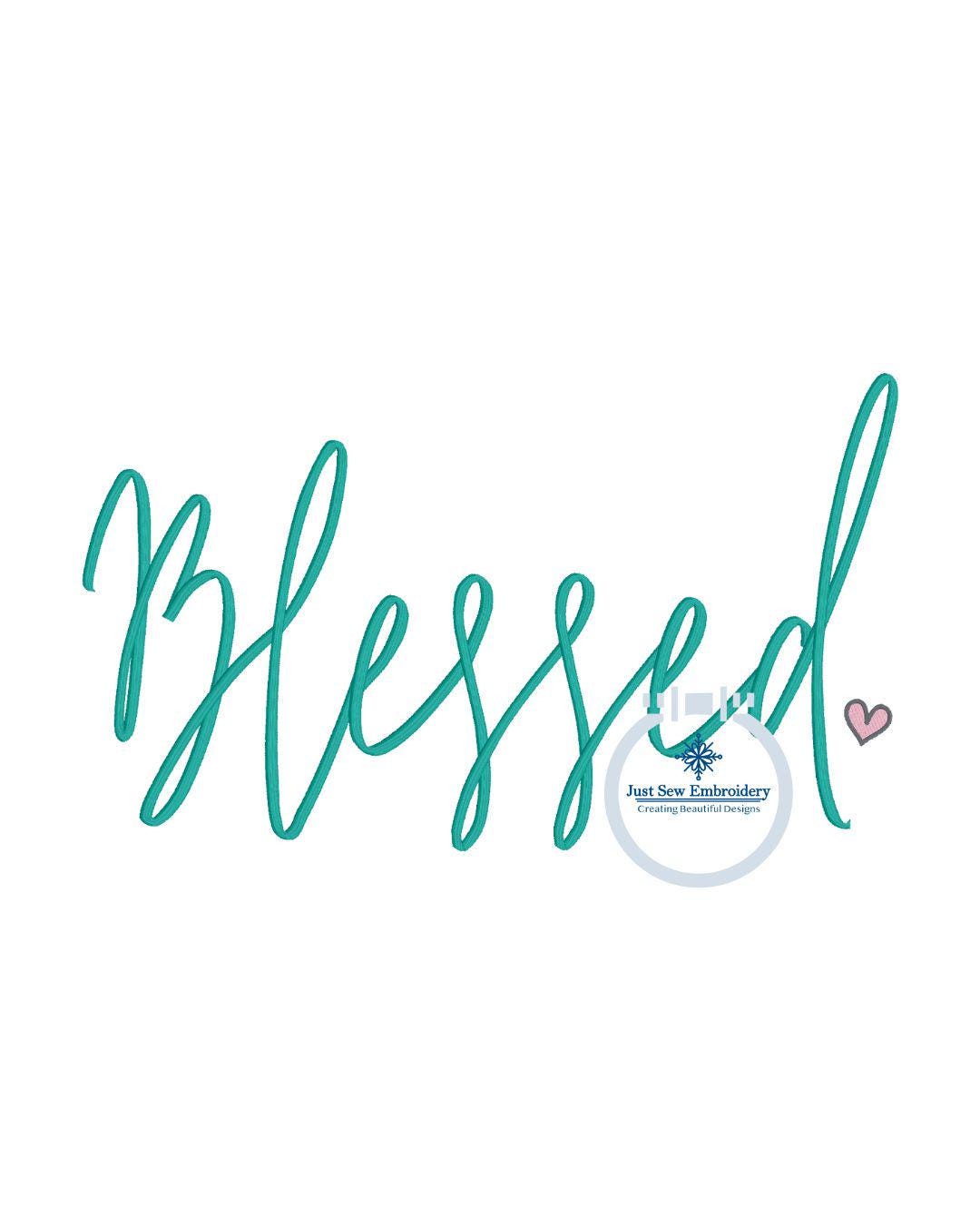 Blessed Satin Embroidery Design With Cute Heart Five Sizes 5x7, 8x8 ...