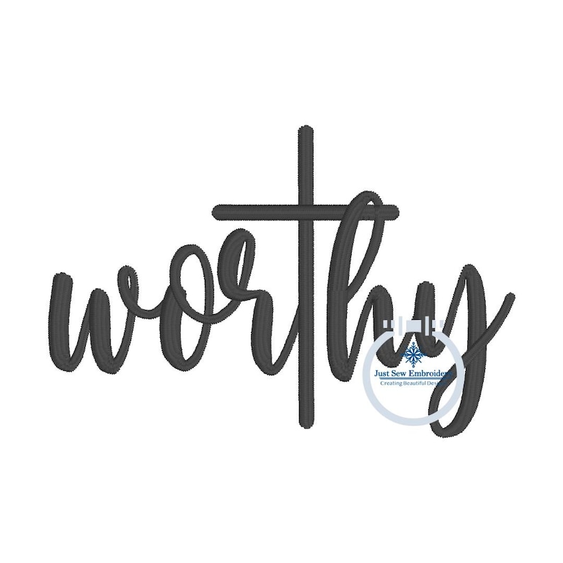 Worthy Cross Christian Embroidery Design Satin Stitch Two Sizes Hat ...