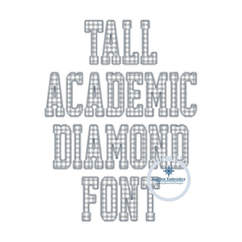 Academic Tall Diamond Font Applique Embroidery Six Sizes 3, 4, 5, 6, 7 ...