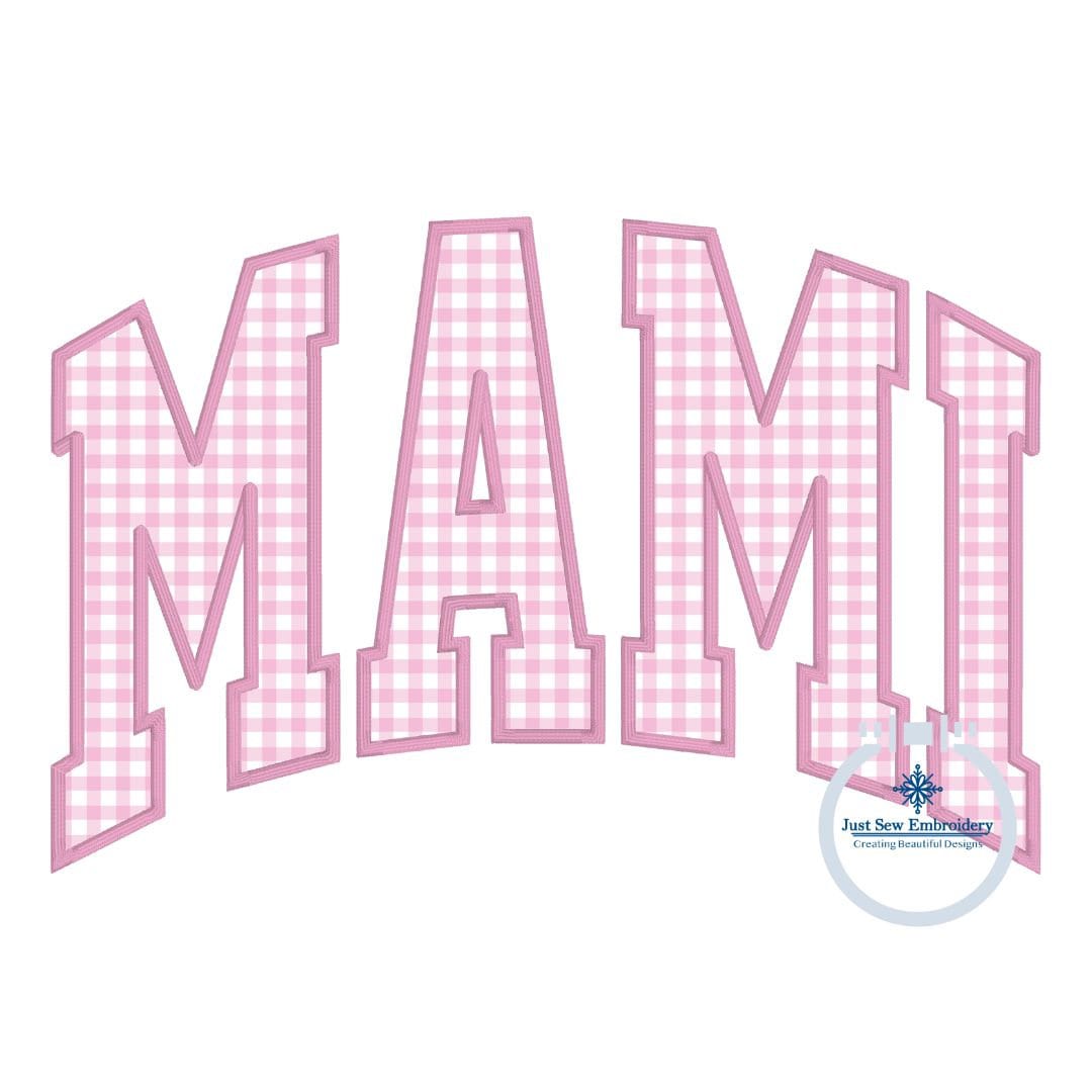 MAMI Arched Satin Applique Embroidery Design Academic Font Mother's Day ...