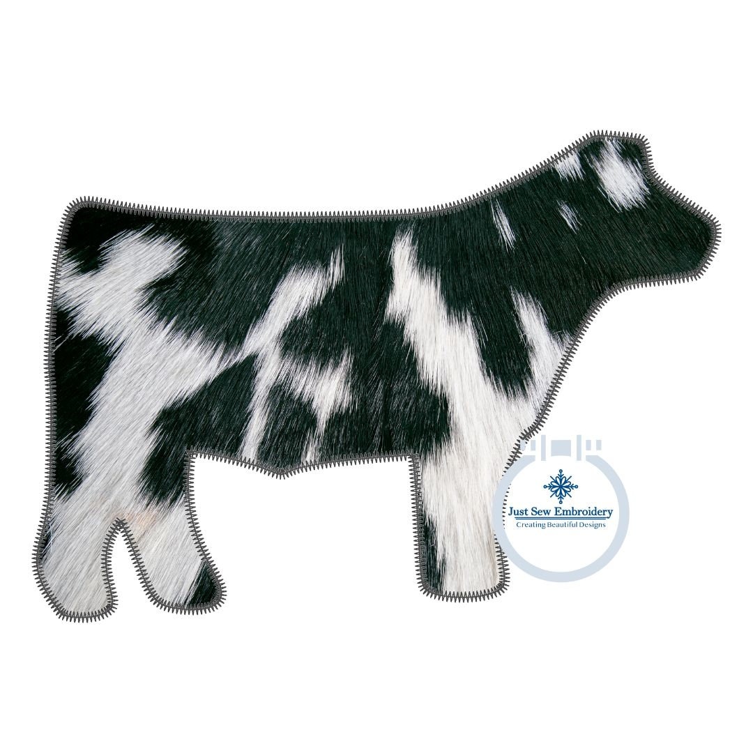 Steer Silhouette Zigzag Applique Embroidery Design Bull Cow in Six ...
