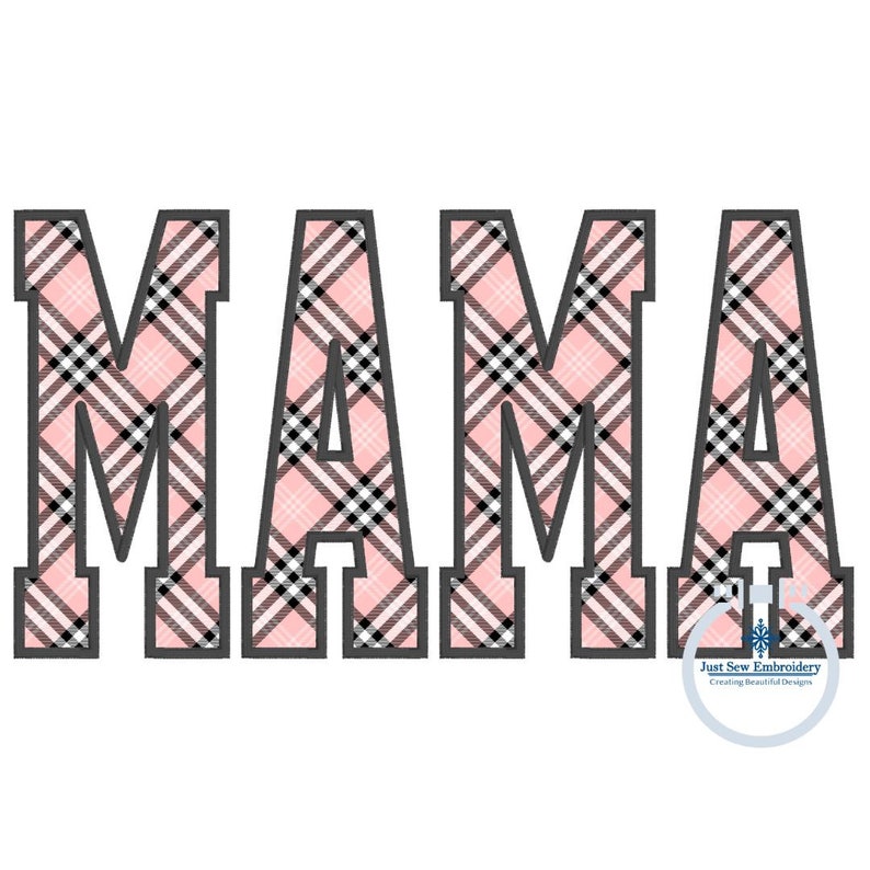MAMA Applique Embroidery Design Satin Edge Stitch Academic - Etsy