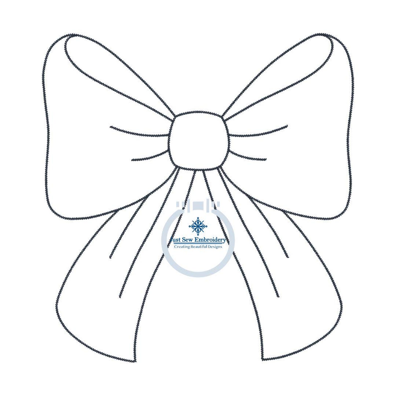 Side Bow Applique Embroidery Design Quick Stem Stitch Edge Seven Sizes ...