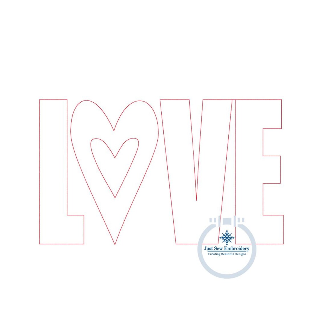 LOVE Heart Reverse Applique Embroidery Design Bean Stitch Five Sizes ...