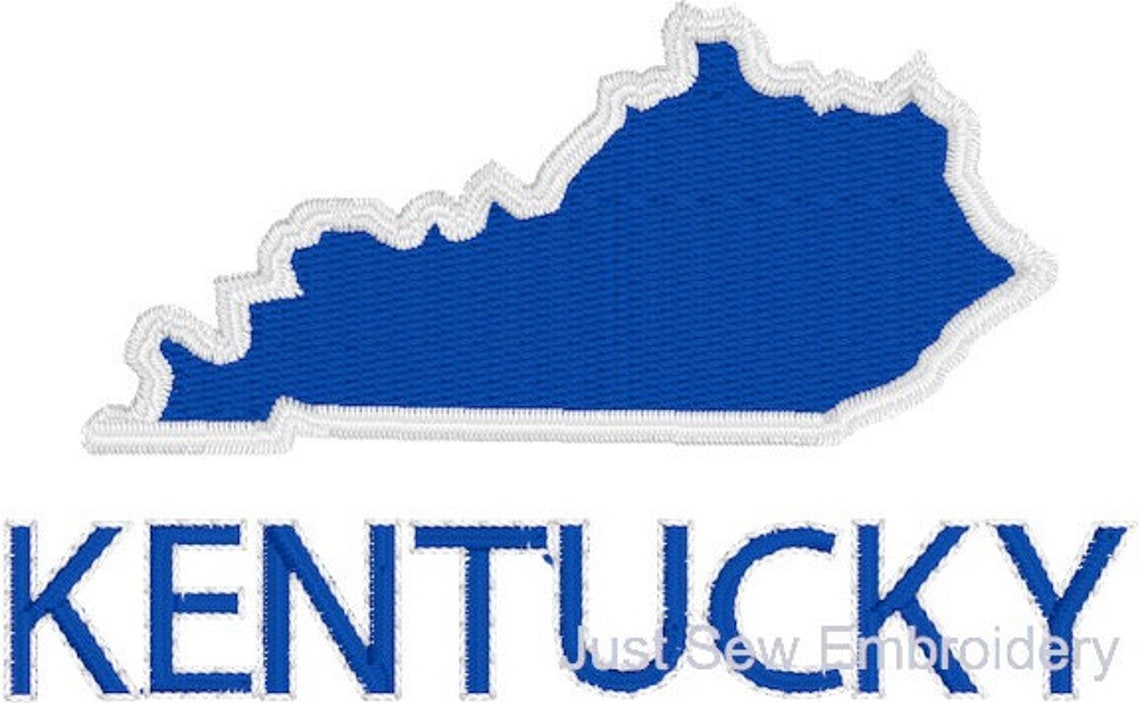 Kentucky Embroidery Design KY Filled State Two Color Outline | Etsy