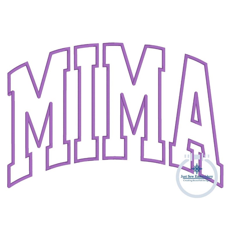 MIMA Arched Applique Embroidery Design Satin Stitch Four Sizes Grandma ...