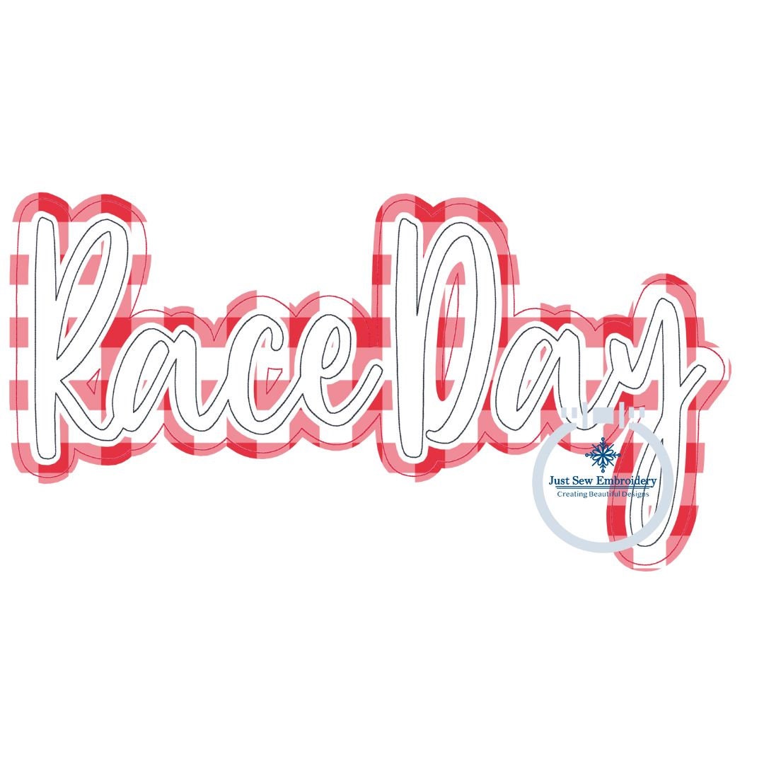 RACE DAY Applique Embroidery Design Double Raggy Bean Stitch Two Layer ...