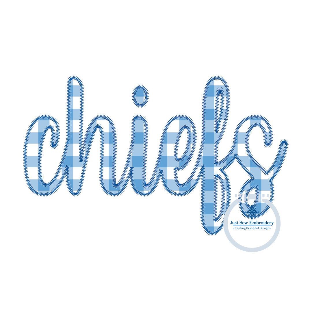 Chiefs Script Applique Embroidery Zigzag Edge Machine Design Three ...