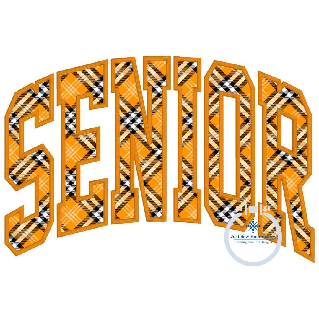 SENIOR Arched Satin Applique Embroidery Design Outline Five Sizes 5x7 ...