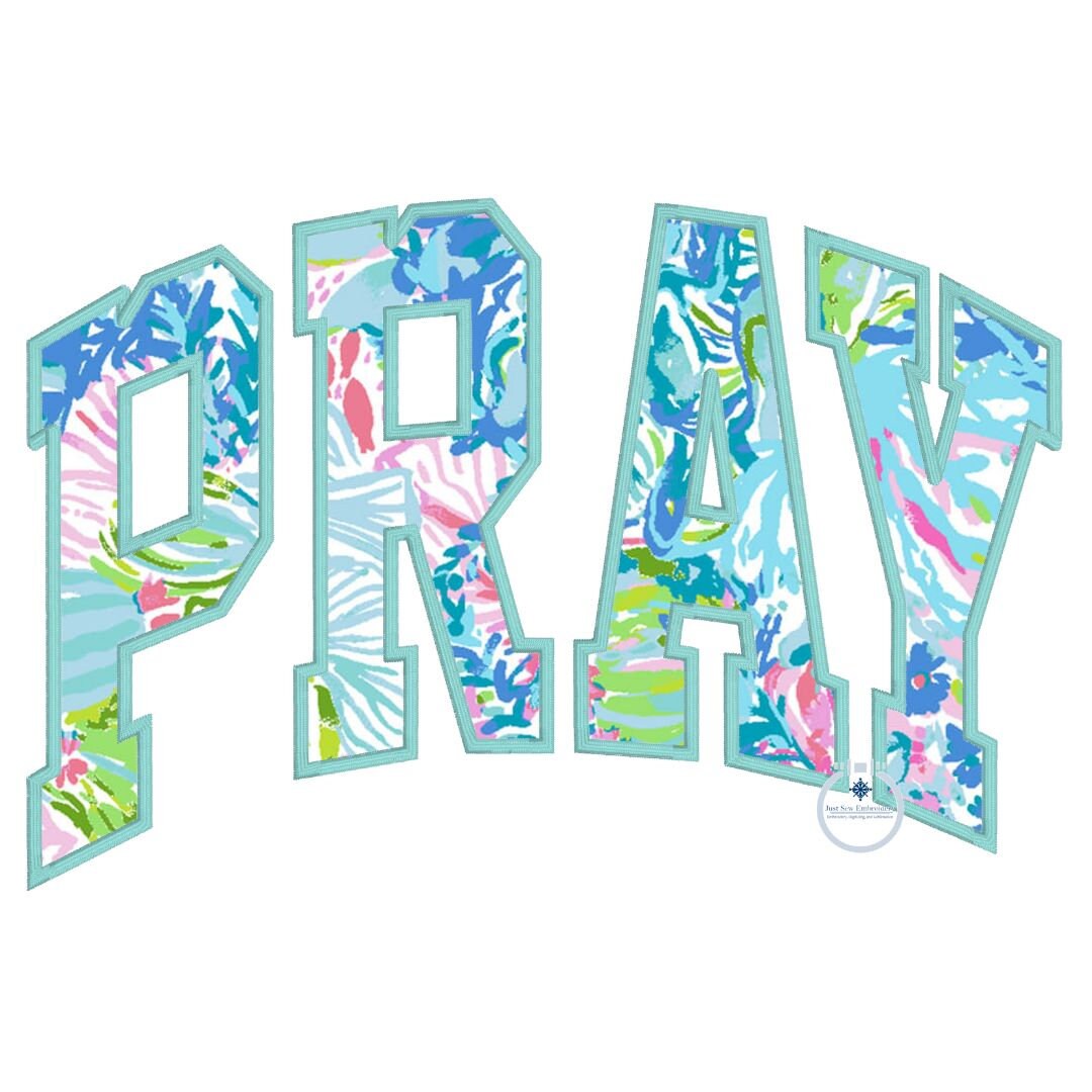 PRAY Arched Satin Applique Embroidery Design Four Sizes 5x7, 8x8, 6x10 ...