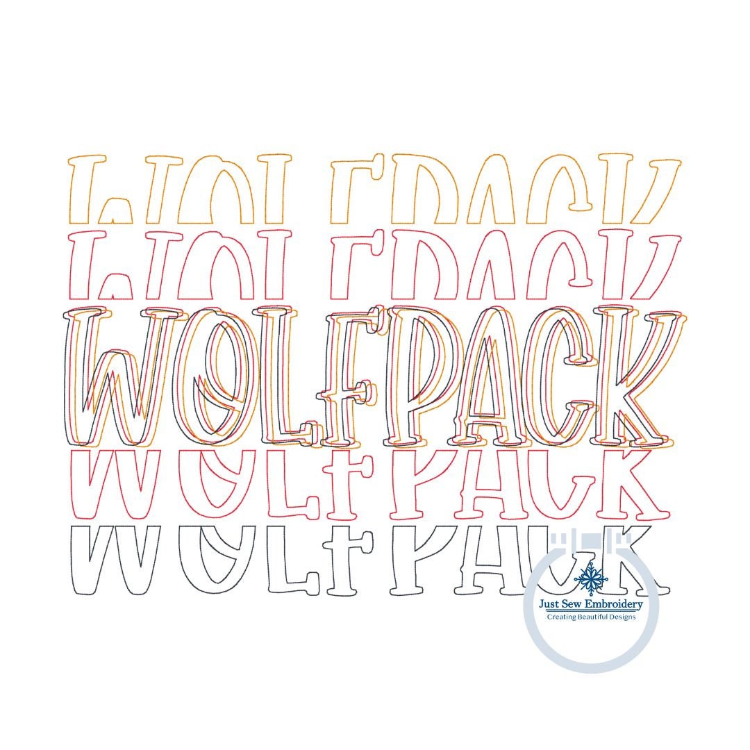 Wolfpack Repeat Bean Stitch Embroidery Machine Design Six Sizes 6x6 ...