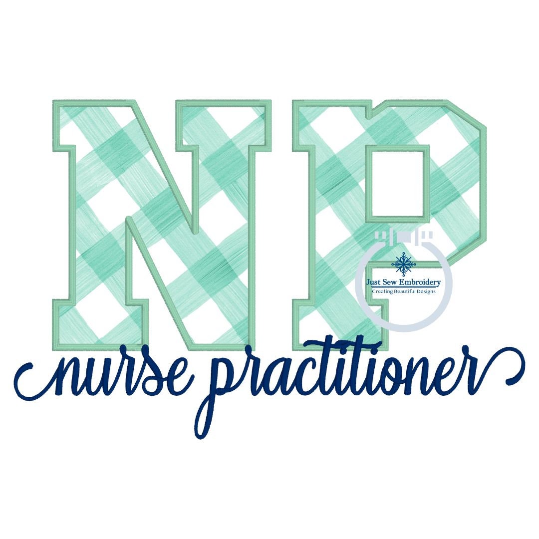 NP Nurse Practitioner Satin Applique Embroidery Satin Script Nursing ...