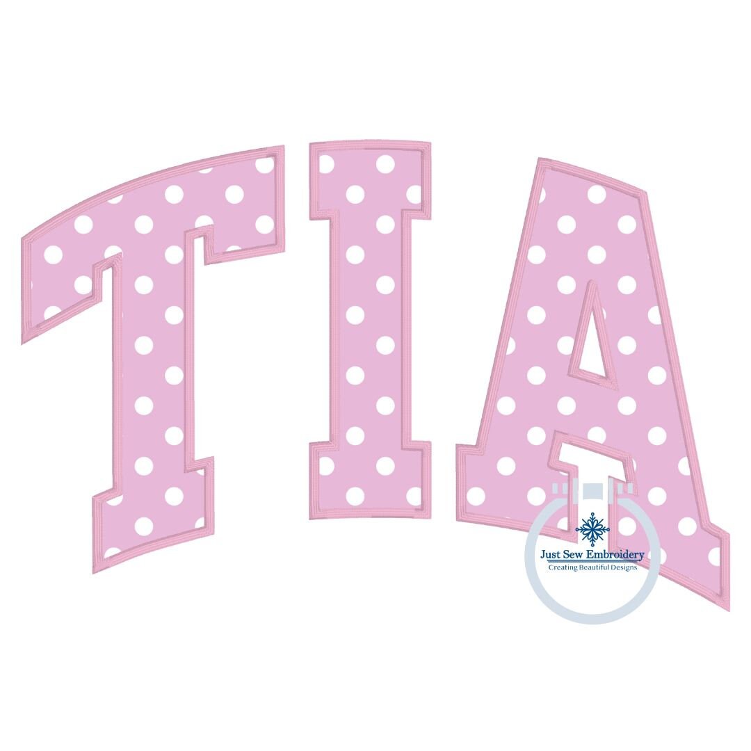 TIA Arched Satin Applique Embroidery Machine Design Five Sizes 5x7, 8x8 ...