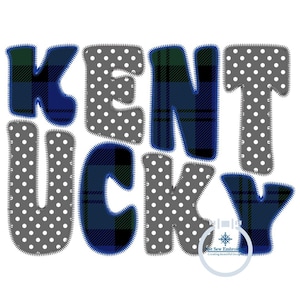 KENTUCKY Slant Zigzag Applique Embroidery Retro Font Five Sizes 5x7 ...