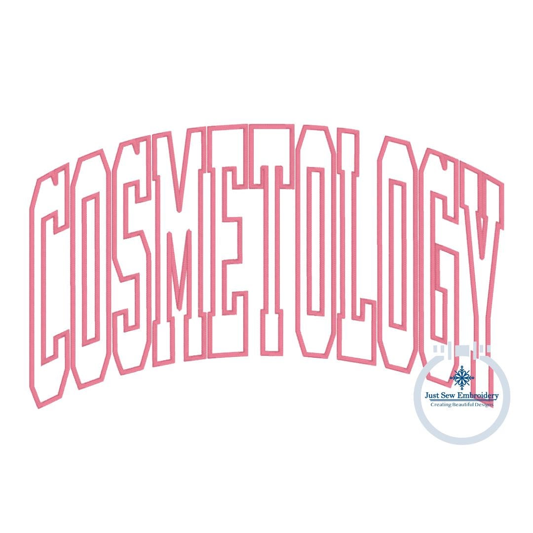 COSMETOLOGY Arched Satin Outline Embroidery Two Sizes 6x10 and 7x12 ...