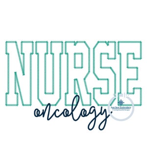 NURSE Block Zigzag Applique Embroidery Oncology Satin Script Nursing ...