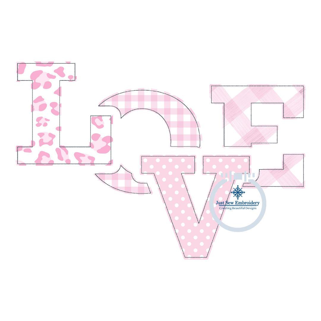 LOVE Cutout Applique Embroidery Design Bean Edge Stitch Valentine's Day ...