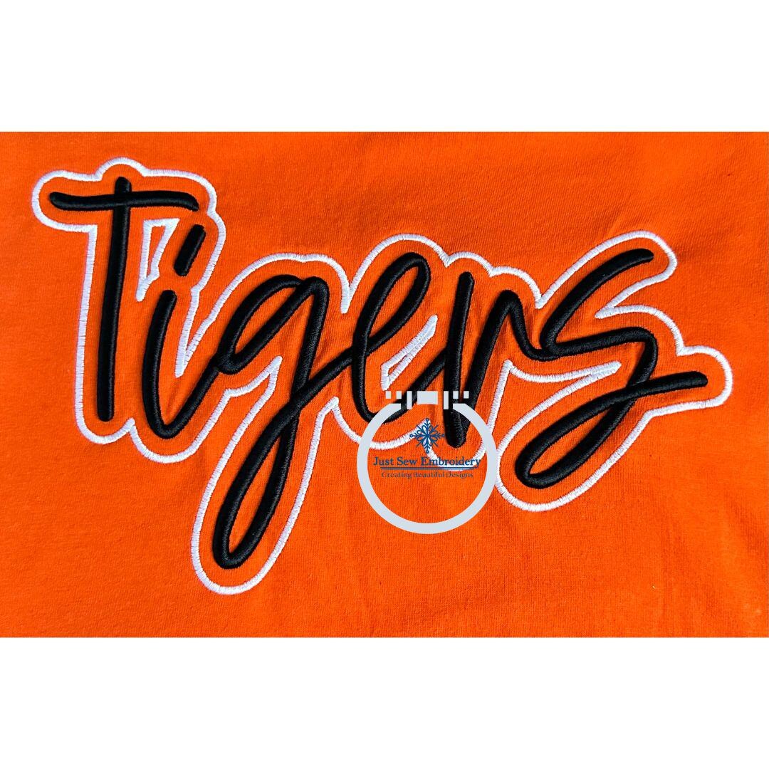 Tigers Puff 3D Foam Satin Outline Embroidery Design Six Sizes 5x7, 8x8 ...