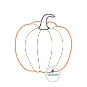 Pumpkin Zigzag Applique Machine Embroidery Design Three Sizes 5x7, 6x10 ...