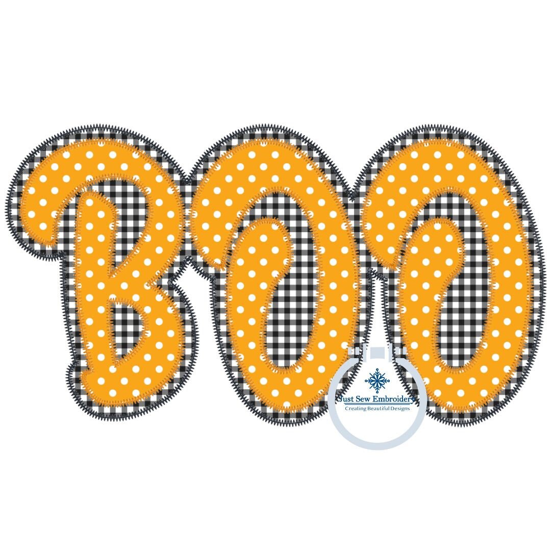 BOO Two Layer Applique Machine Embroidery Design Zigzag Stitch Four ...