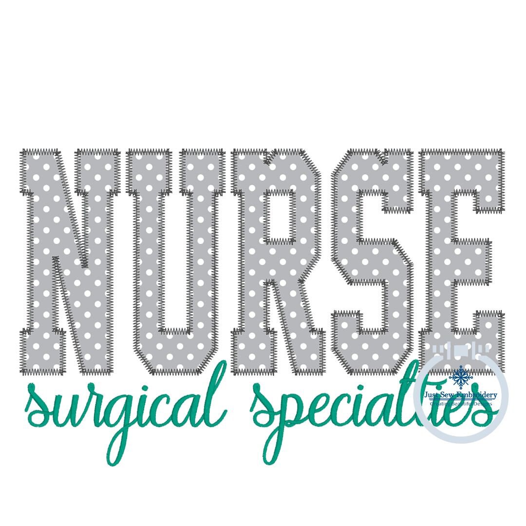 NURSE Block Zigzag Applique Embroidery Surgical Specialties Satin ...