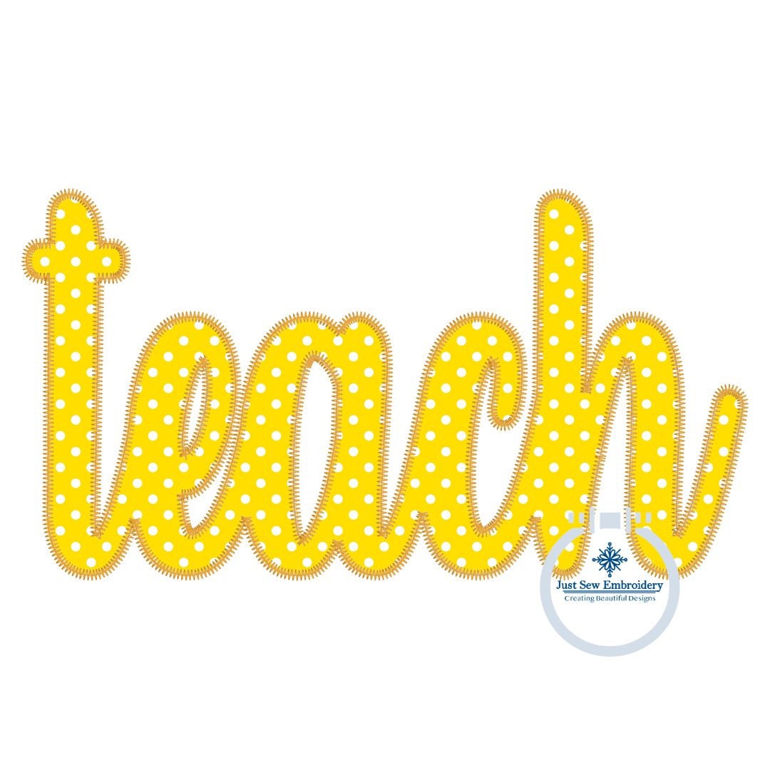 Teach Script Zigzag Applique Embroidery Teacher Machine Design Four ...