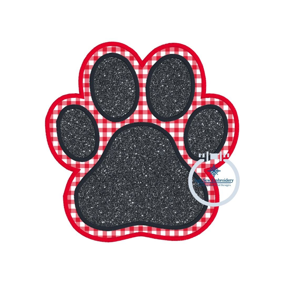 Paw Print Double Satin Applique Embroidery Design Two Layer Satin Edge ...