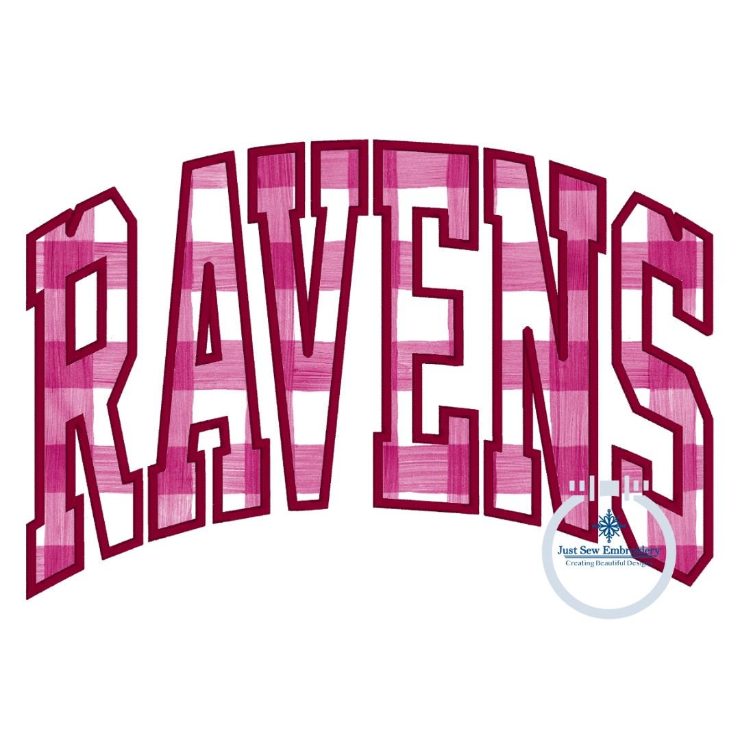 RAVENS Arched Applique Embroidery Design Machine Embroidery Satin Edge ...