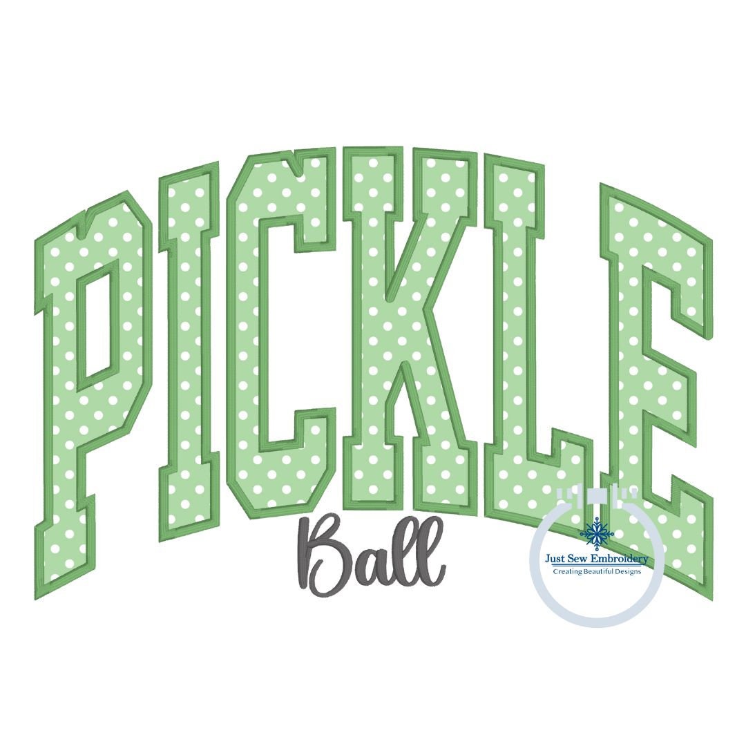 Pickle Ball Arched Satin Applique Embroidery Design Satin Stitch Ball ...