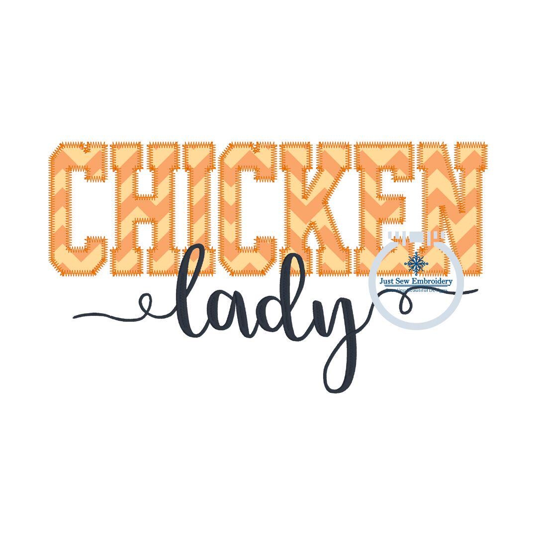 Applique Embroidery CHICKEN Lady Design With Zigzag Edge Stitch 8x12 ...