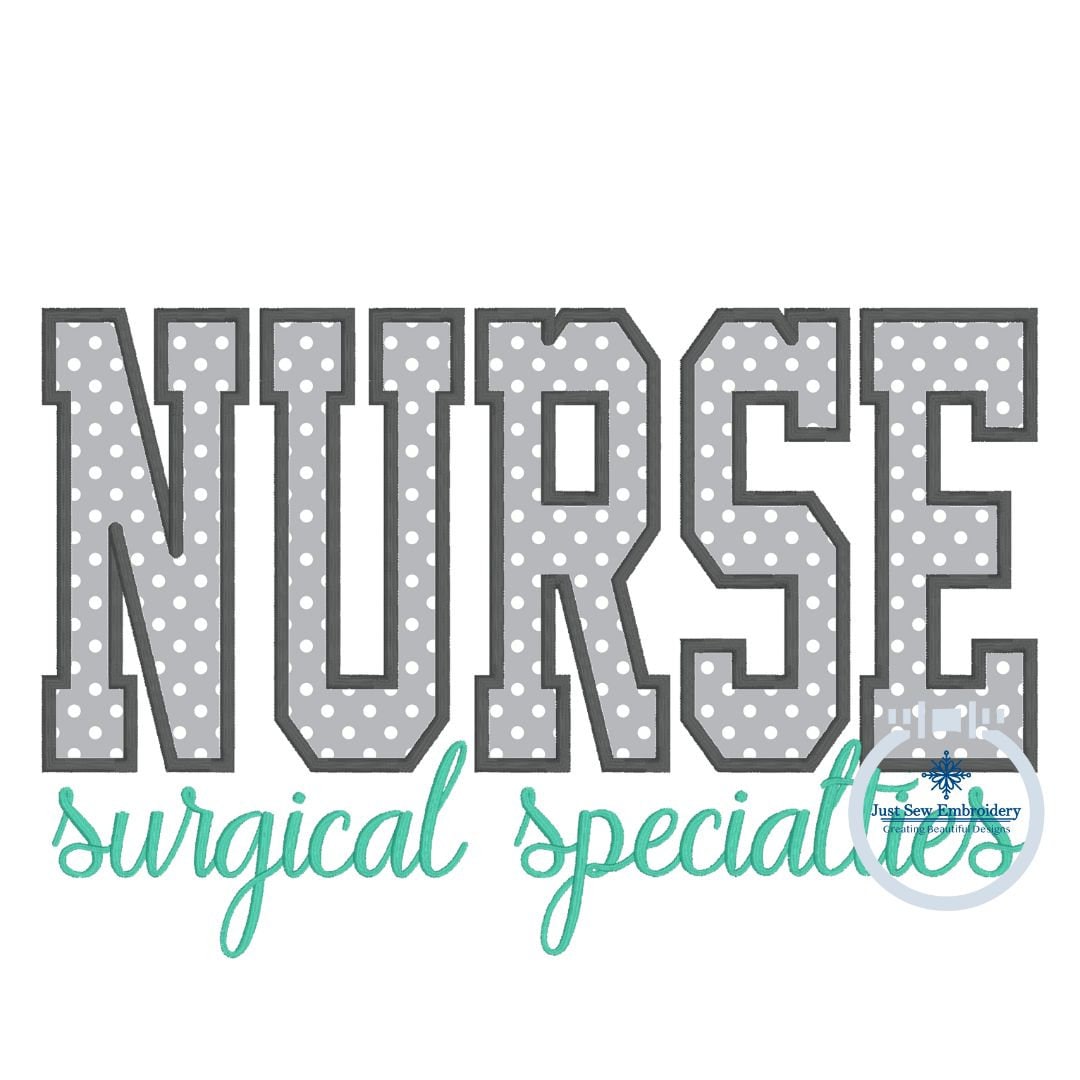 NURSE Block Satin Applique Embroidery Surgical Specialties Satin Script ...