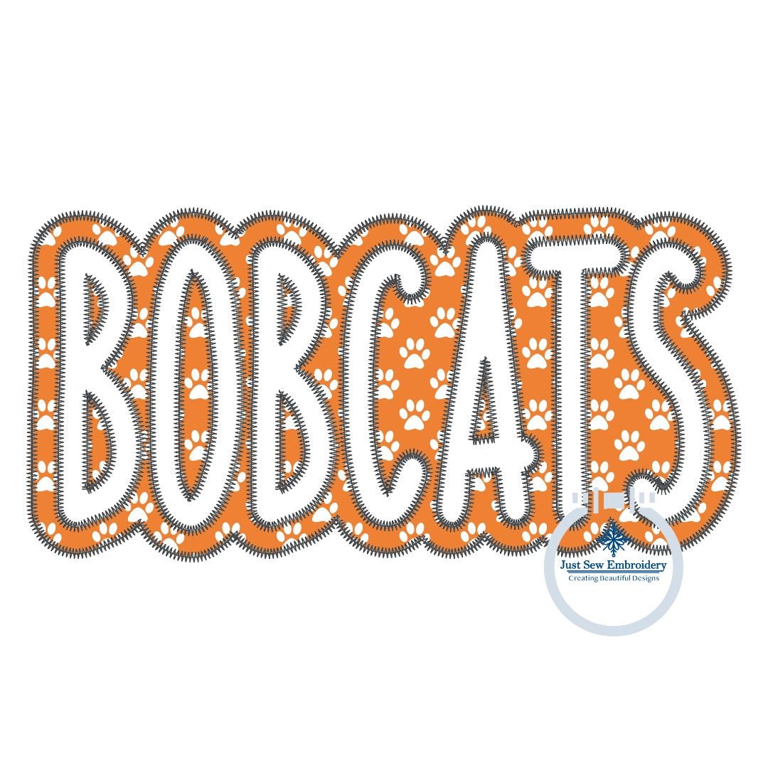 BOBCATS Applique Embroidery Two Layer Design Machine Embroidery Two Color Zigzag Edge Two Sizes ...