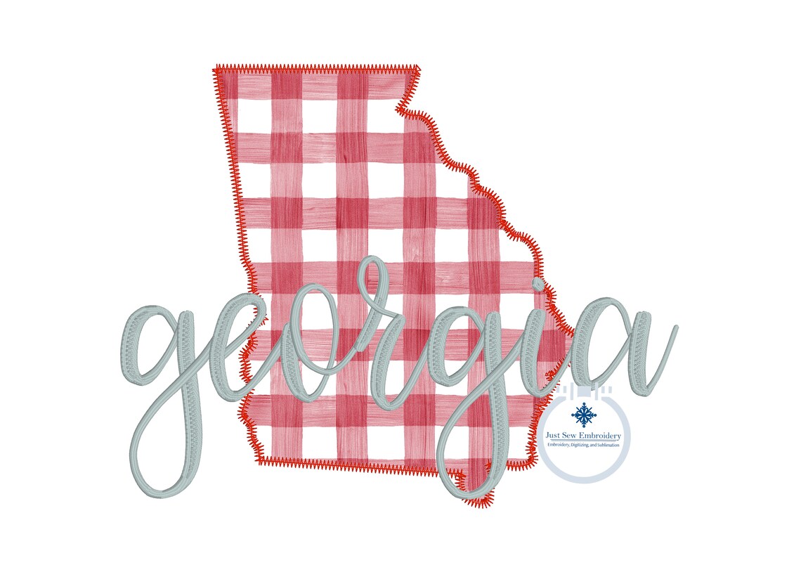 GA Georgia State Applique Zigzag Stitch With Script Overlap - Etsy