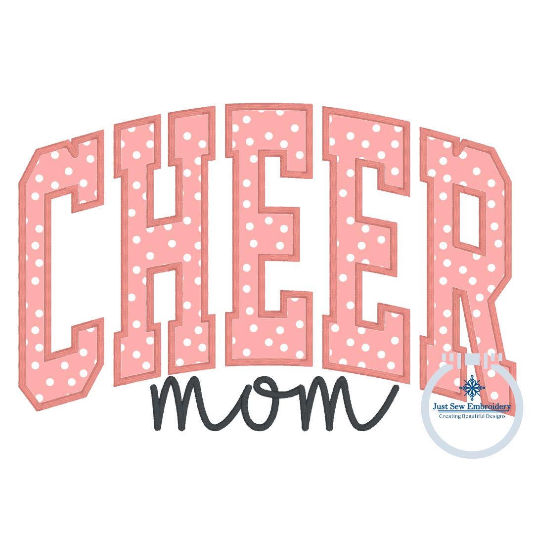 Cheer Mom Arched Applique Embroidery Design Satin Edge Five Sizes 5x7 ...