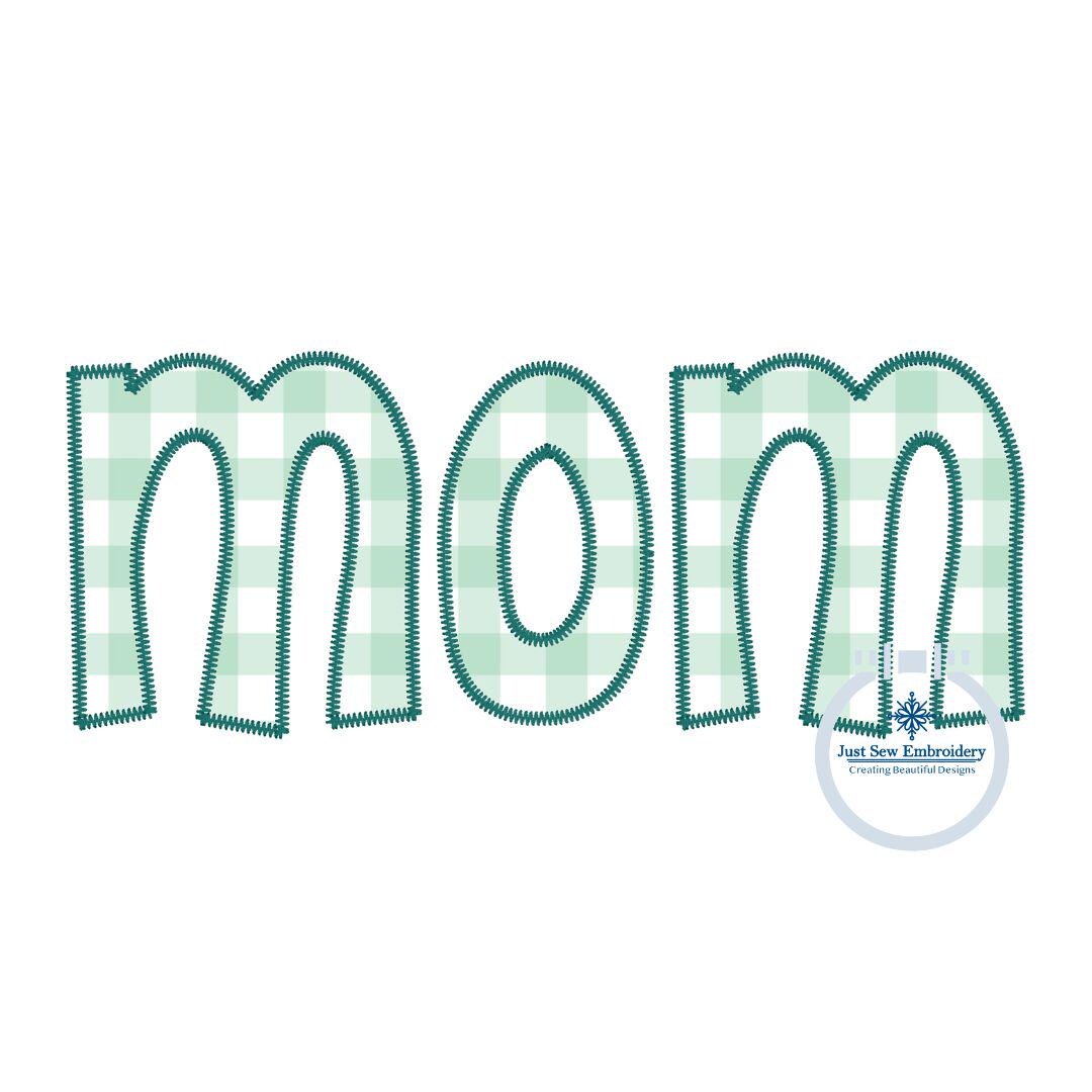 Mom Applique Embroidery Design Zigzag Stitch Mother's Day Gift 8x12 ...