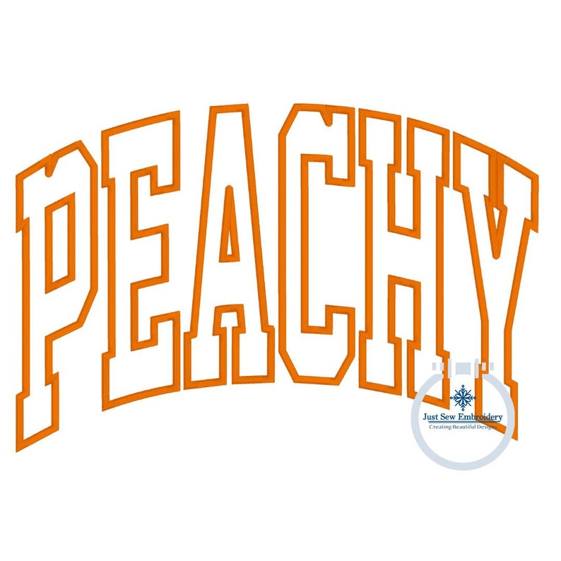 PEACHY Arched Applique Embroidery Design Satin Edge Five Sizes 5x7, 8x8 ...