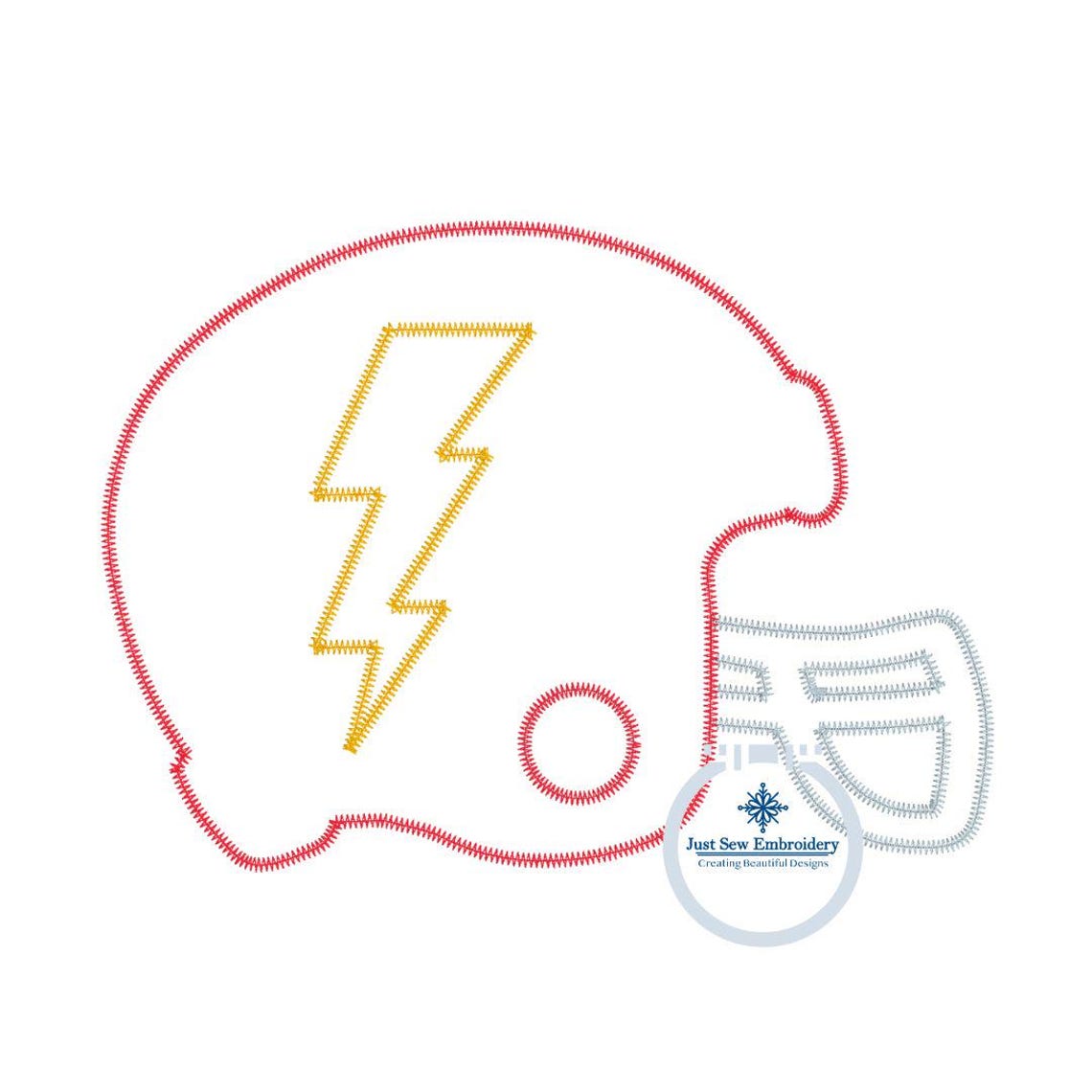Football Helmet Lightning Bolt Applique Embroidery Design Zigzag Stitch ...