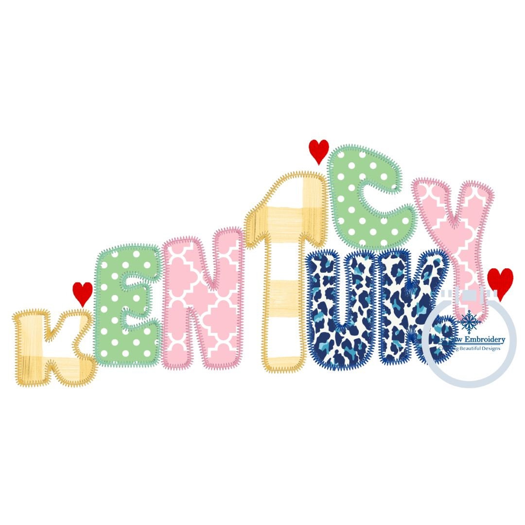 KENTUCKY Zigzag Applique Embroidery Design Shaped Like the State of KY ...