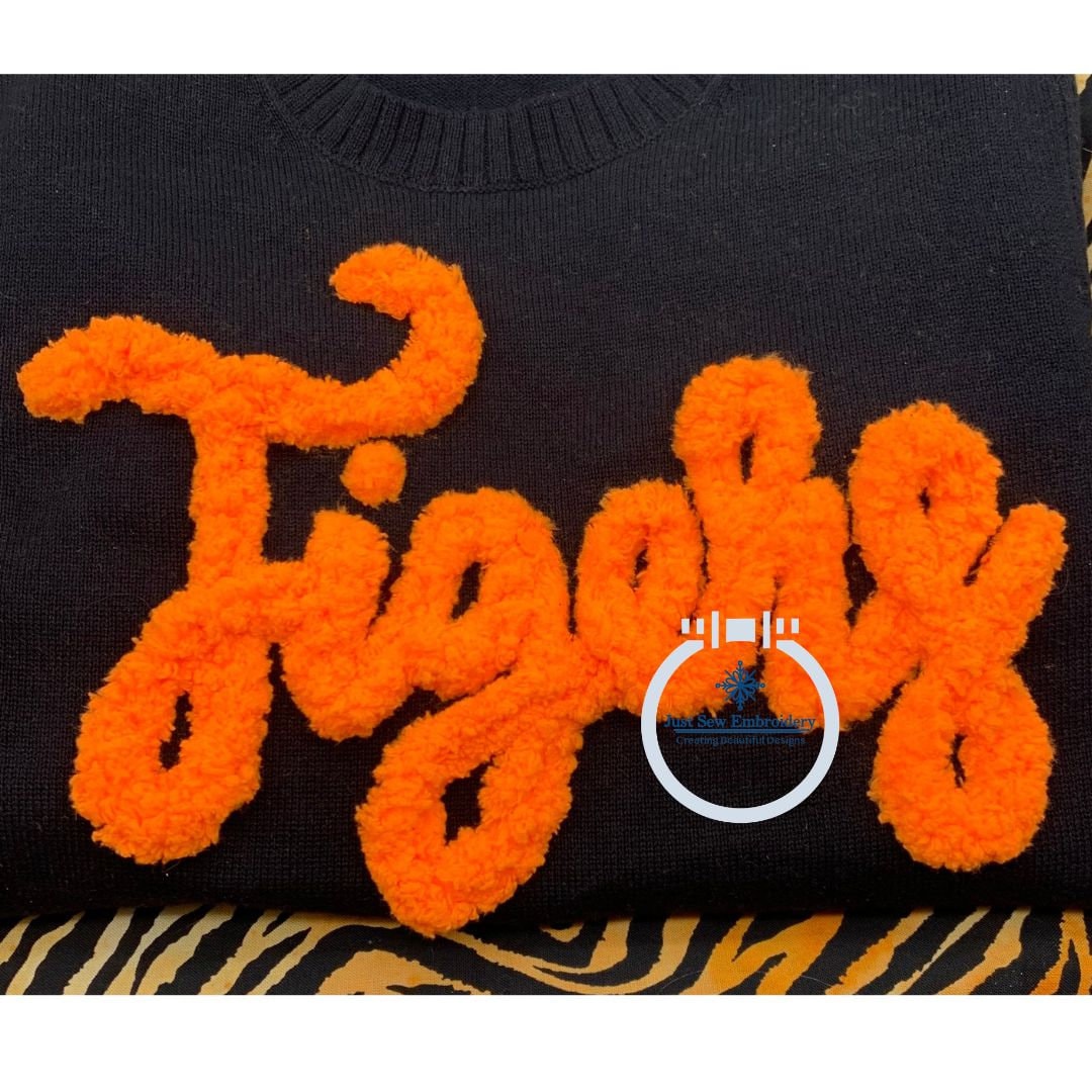 Tigers Chenille Yarn Applique Script Zigzag Machine Embroidery Design ...