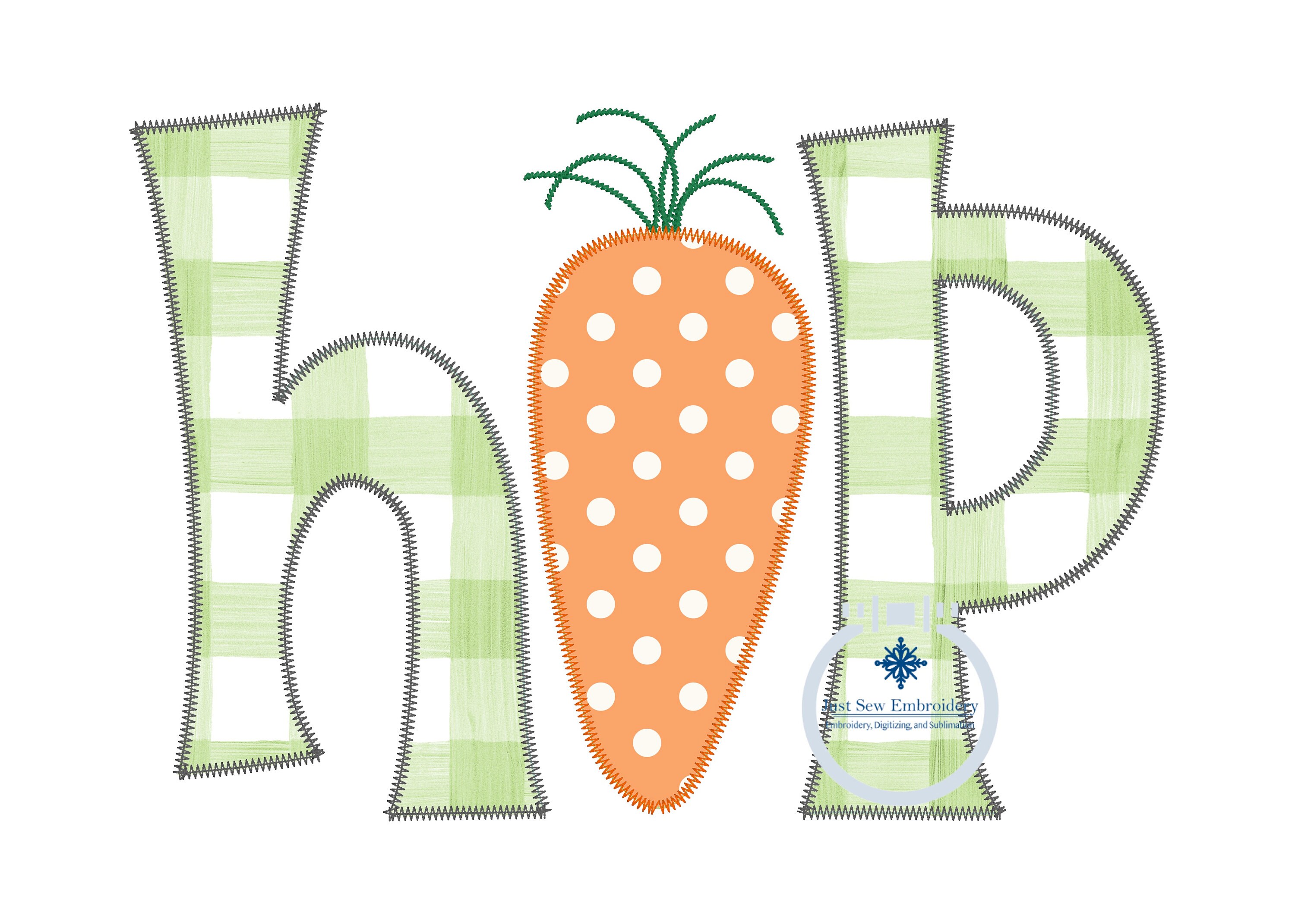 HOP Carrot Applique Machine Embroidery Design With Zigzag Finishing ...