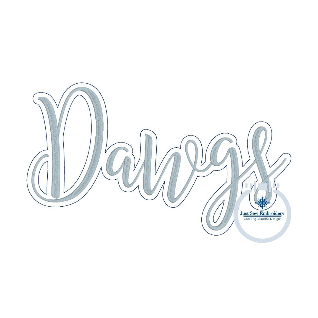 Dawgs Satin Stitch Embroidery With Bean Stitch Outline Design Machine ...