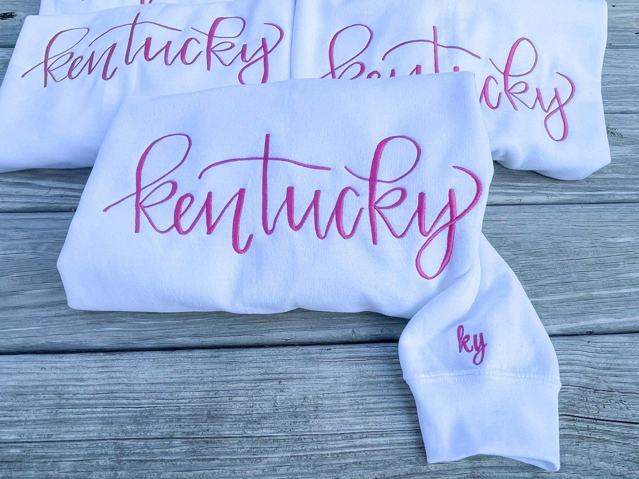 Kentucky Embroidered Script Satin Stitch Full Chest Design | Etsy