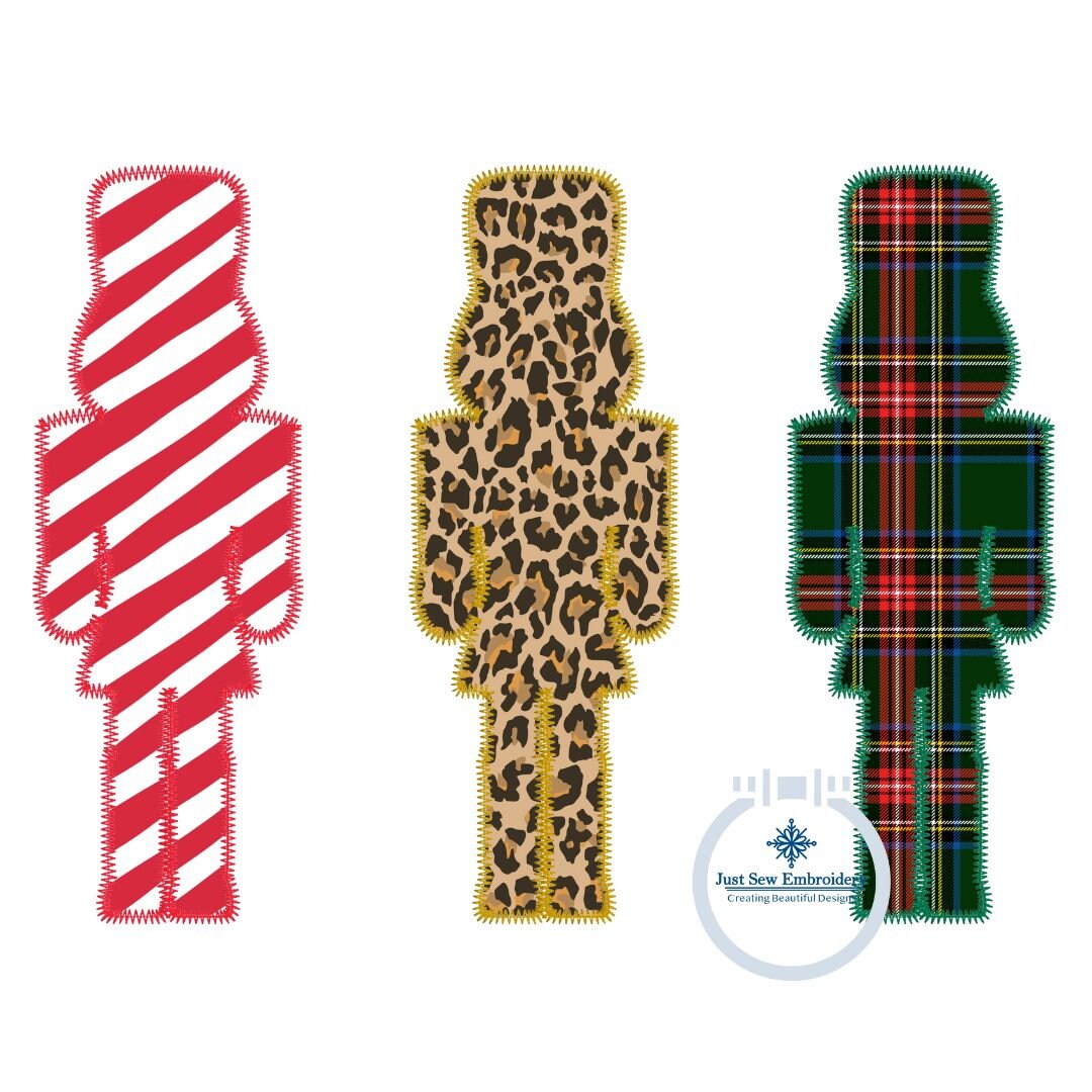 Nutcracker Trio Applique Embroidery Machine Design With Zigzag Edge ...