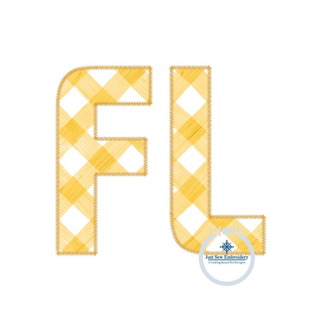 FL Block Applique Embroidery Design Zigzag Stitch Florida Seven Sizes ...