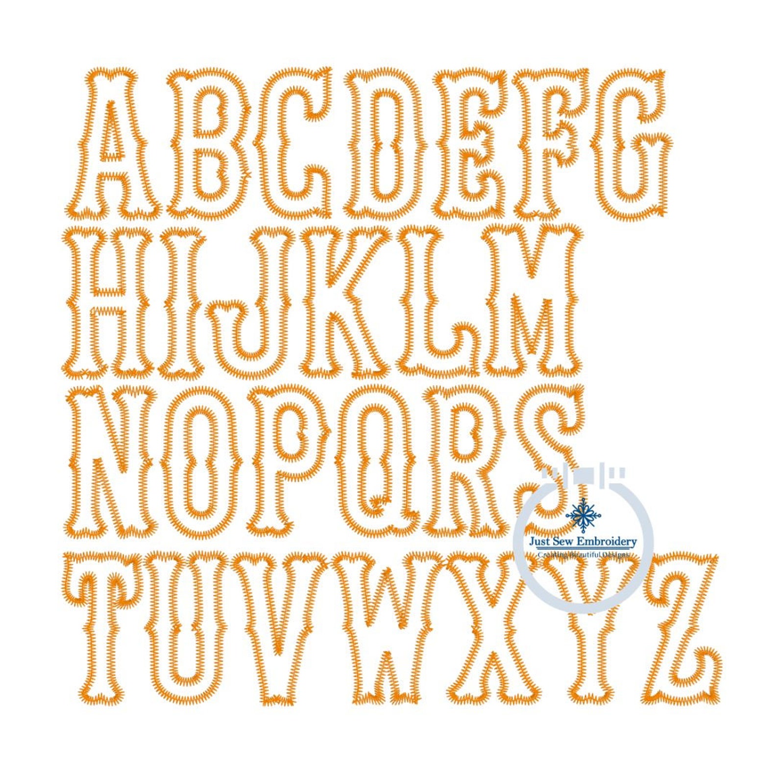 WESTERN Zigzag Applique Embroidery Font Three Sizes 2 Inch, 3 Inch, 4 ...