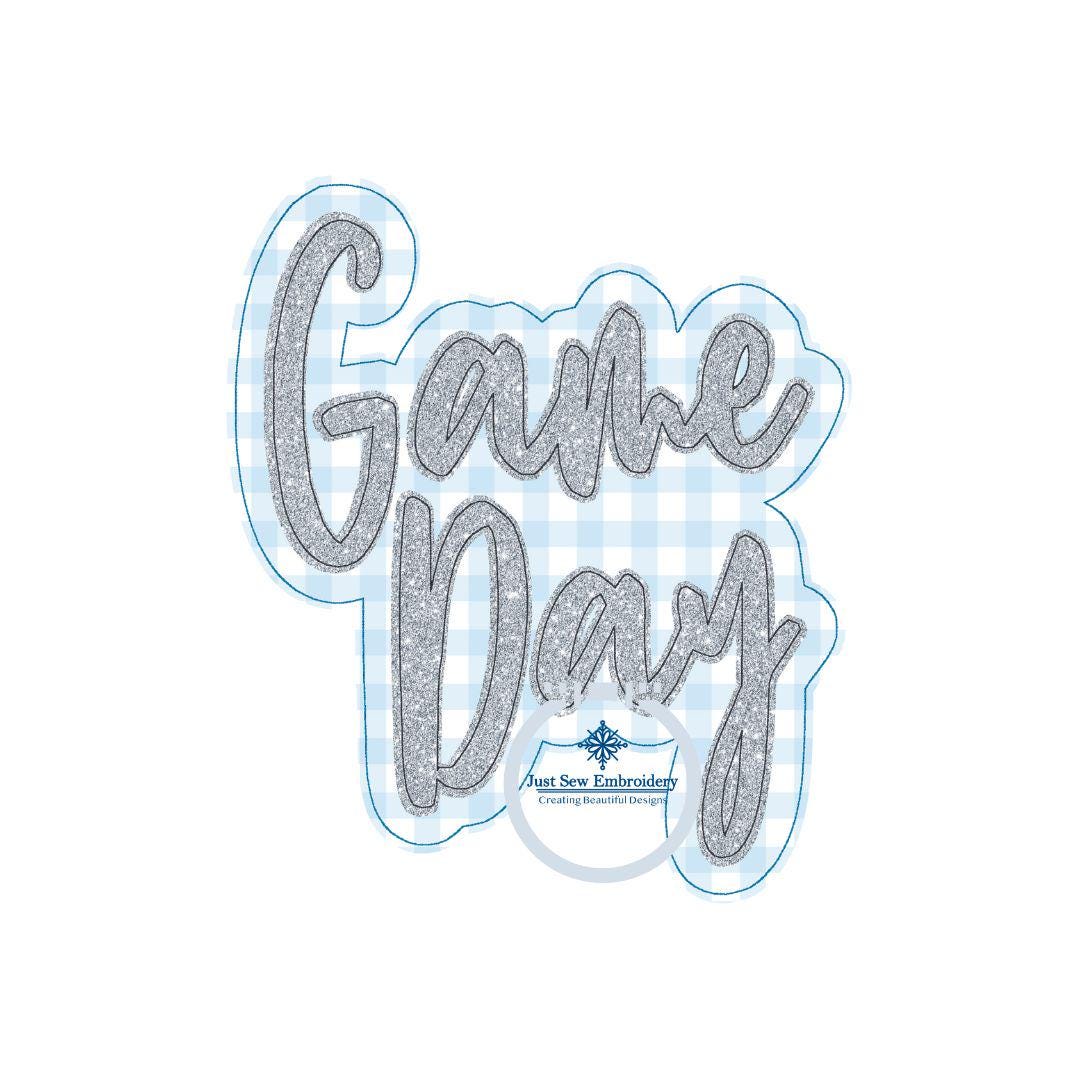 Game Day Applique Embroidery Double Raggy Stacked Design Two Color Bean ...
