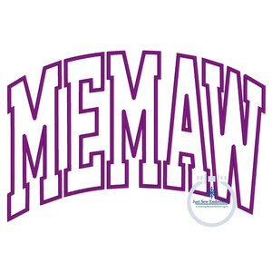 Memaw Arched Satin Applique Embroidery Design Grandma Mother's Day Gift ...