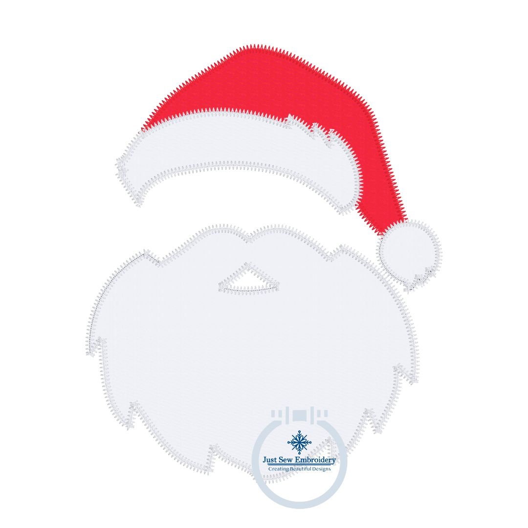 Santa Head Applique Machine Embroidery Design With Zigzag Stitch in ...