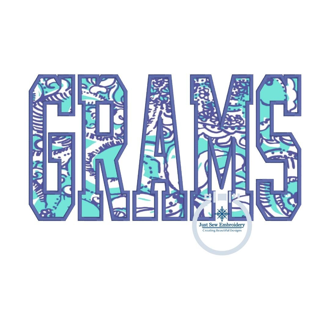 GRAMS Academic Satin Applique Embroidery Design Five Sizes 5x7, 8x8 ...