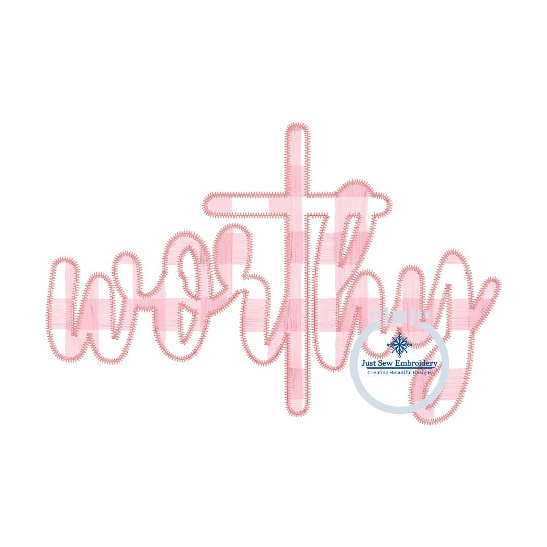 Worthy Cross Applique Embroidery Design Zigzag Stitch Christian Easter ...
